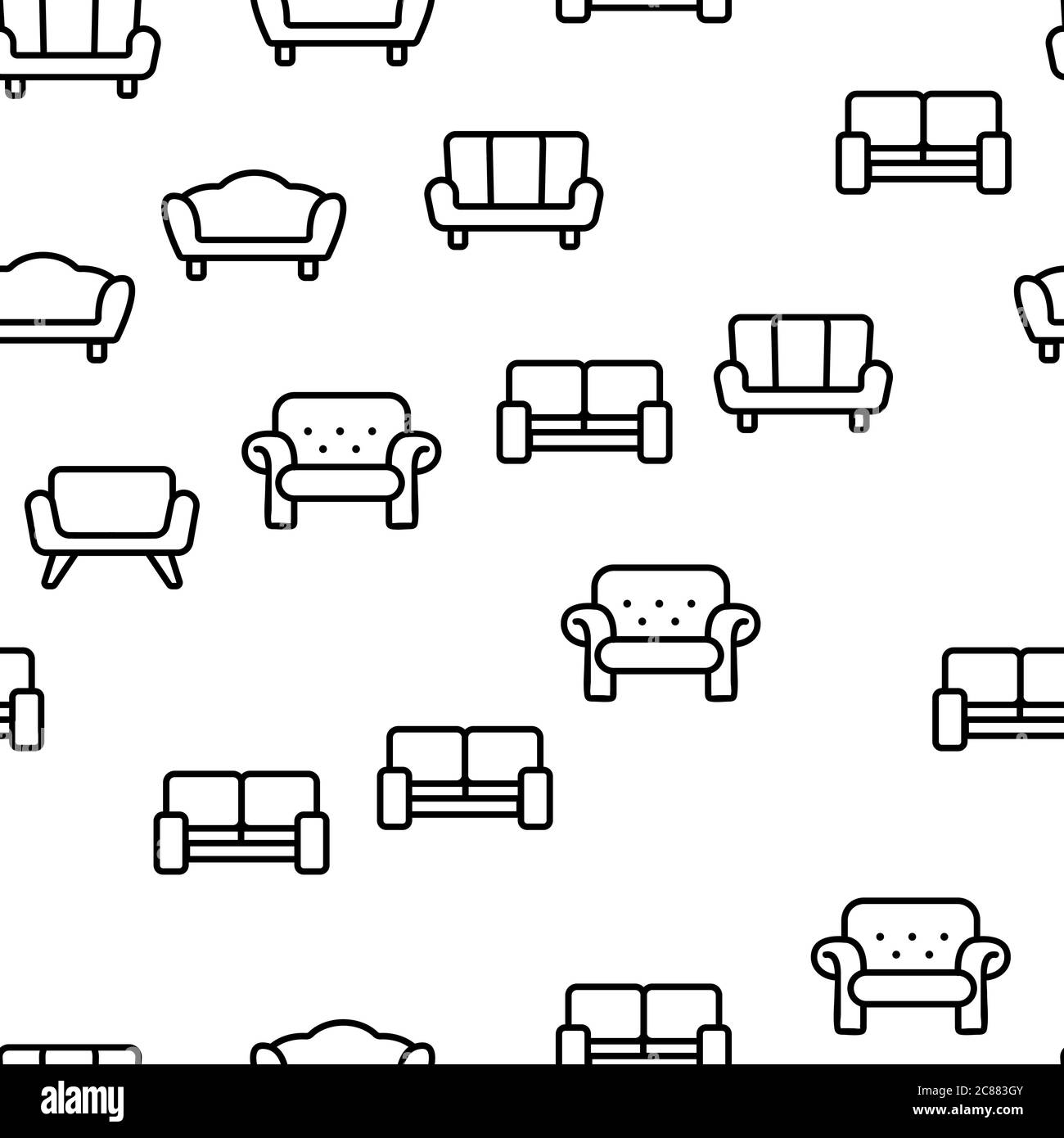 Couch Sofa Furniture Vector Seamless Pattern Stock Vector Image & Art ...