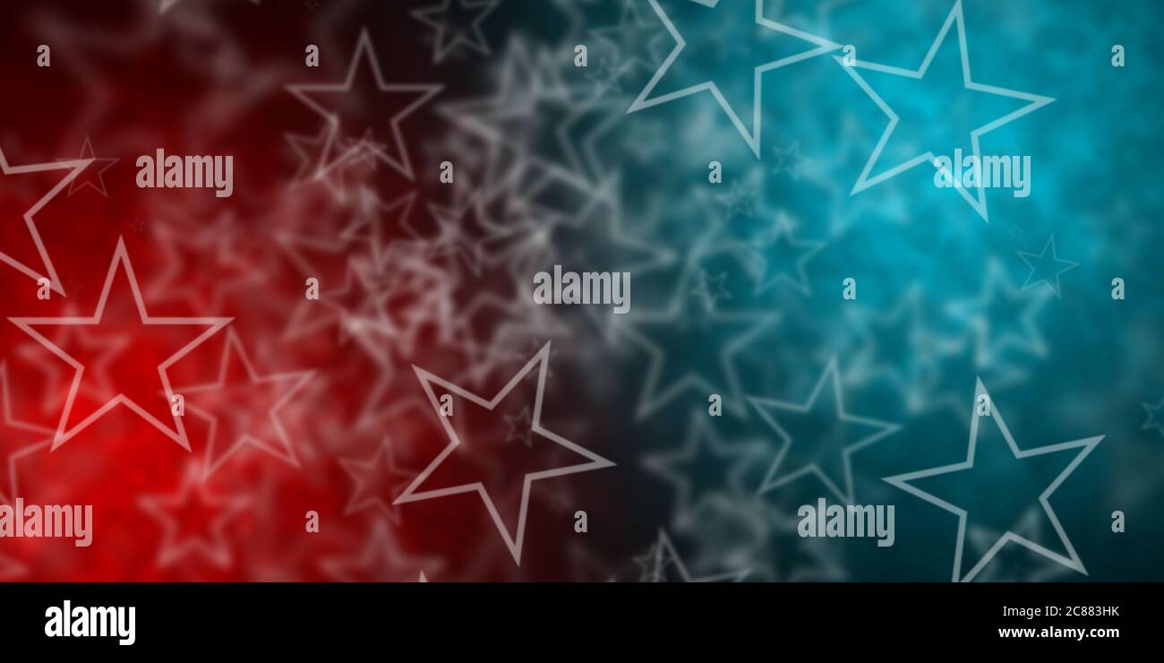 Flying stars over red and light blue background Stock Photo - Alamy