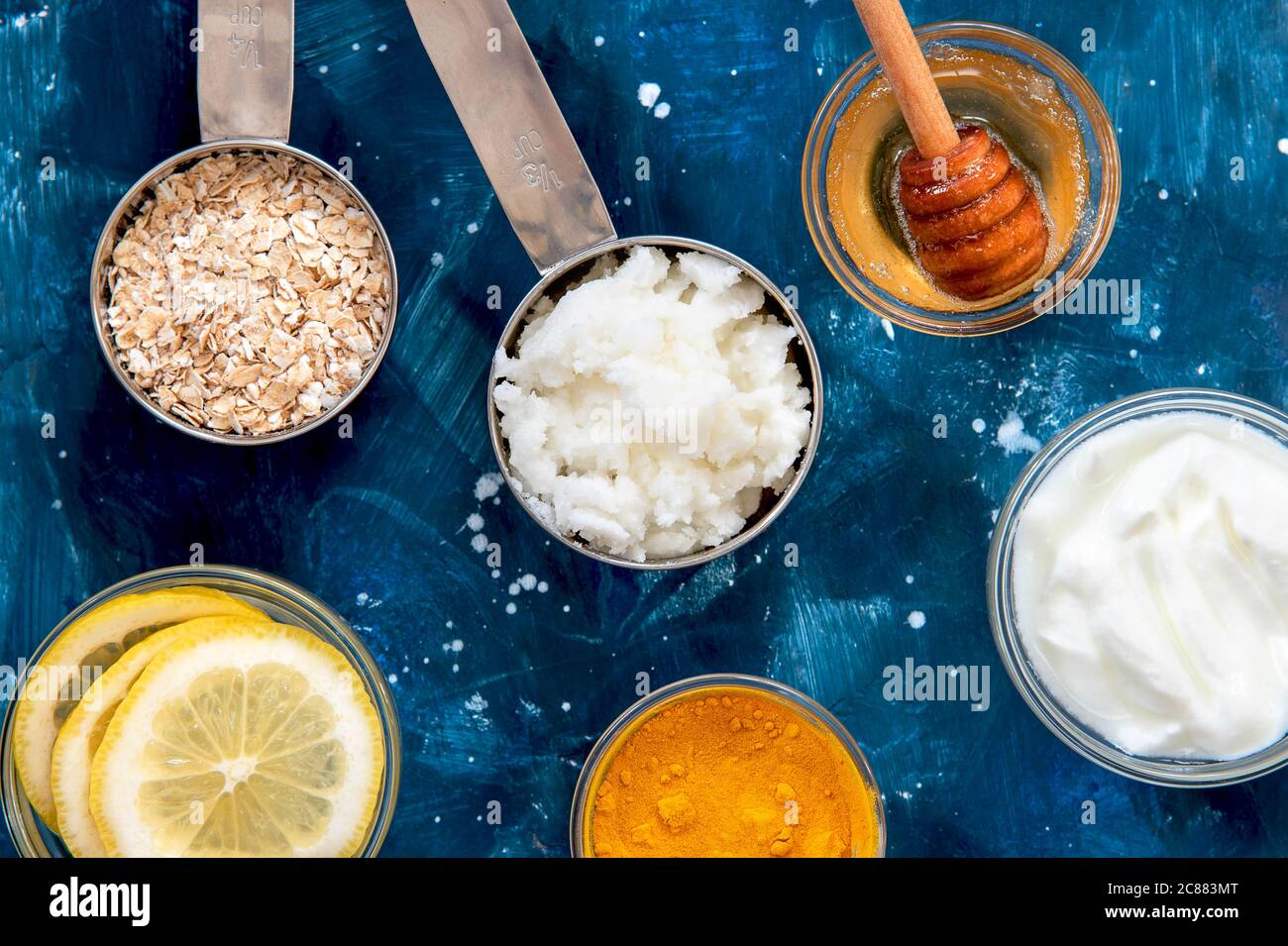 Homemade cosmetics ingredients for skincare, body. Top view Stock Photo ...