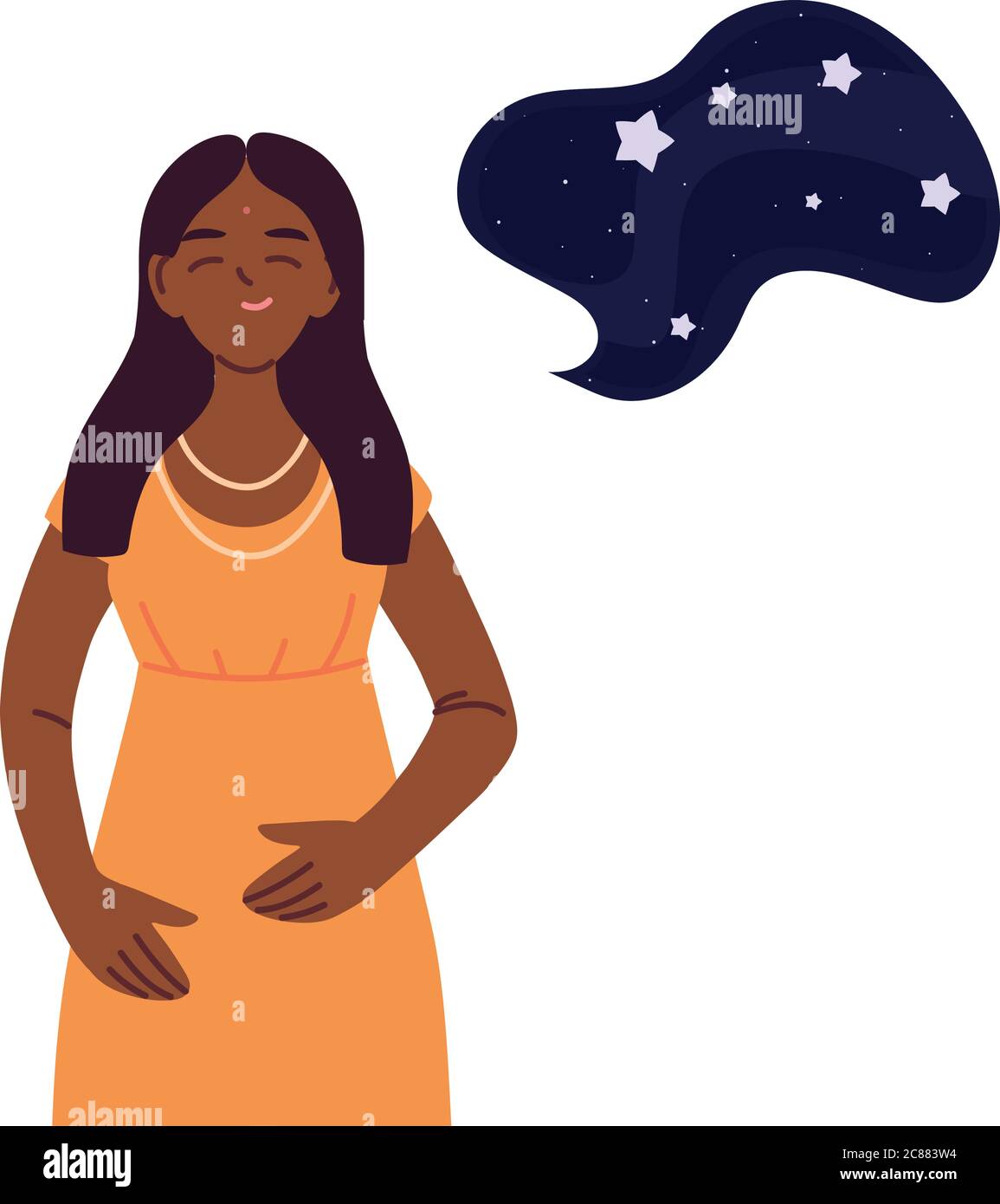 indian woman cartoon with night bubble design, Girl female person ...