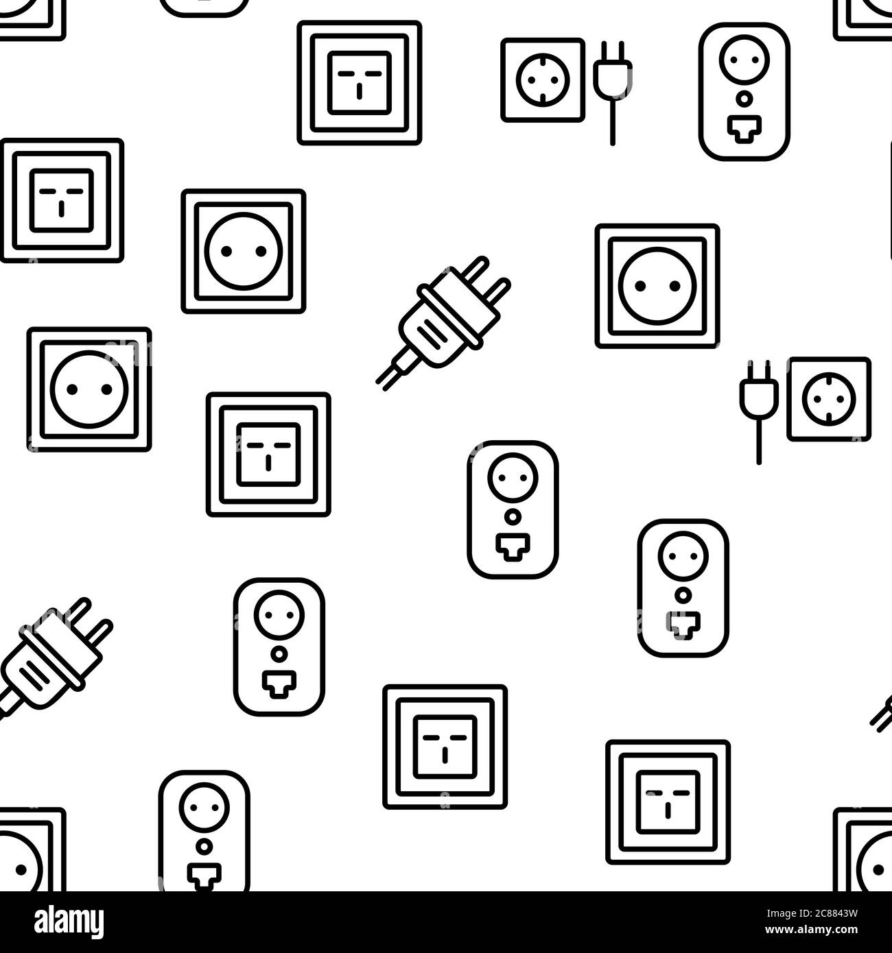 Electric Power Socket Vector Seamless Pattern Stock Vector Image And Art
