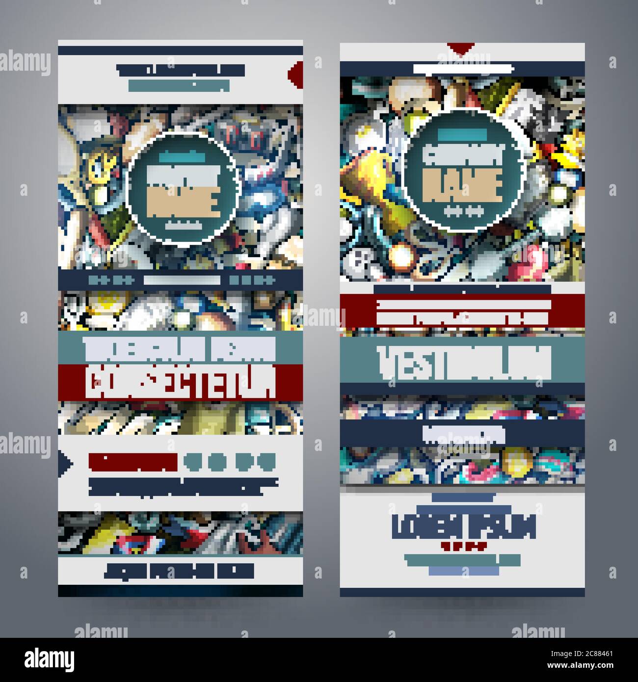 Sports hand drawn doodle banners set. Cartoon detailed flyers Stock ...