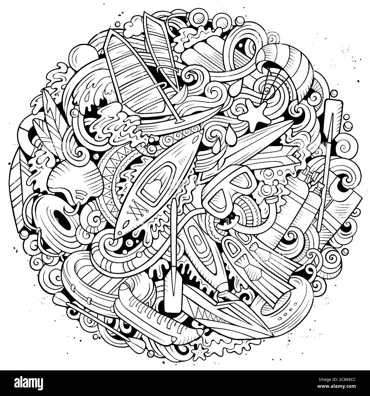 Water Sports hand drawn vector doodles illustration Stock Vector Image ...