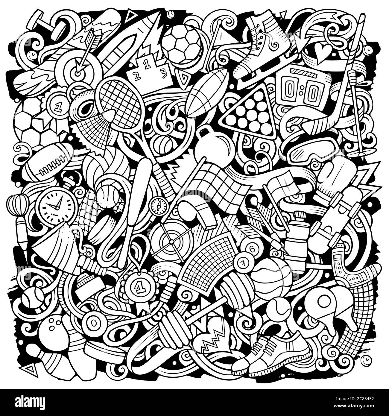 Sports hand drawn vector doodles illustration. Activities poster design ...