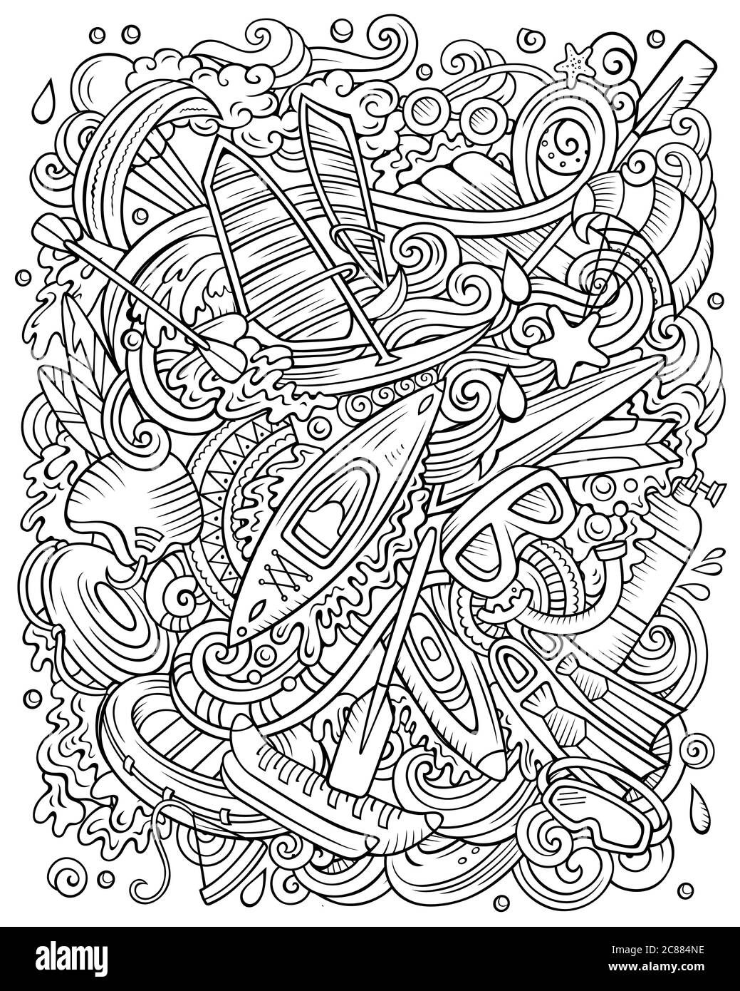 Water Sports hand drawn vector doodles illustration Stock Vector Image ...