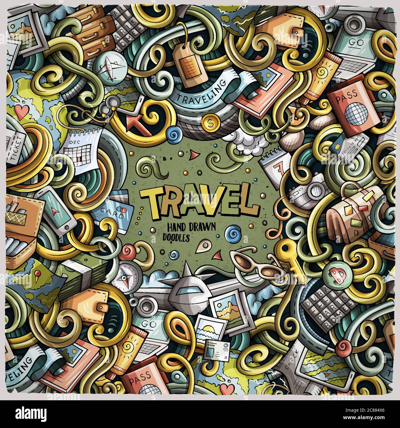 Cartoon cute doodles Travel frame design Stock Vector Image & Art - Alamy