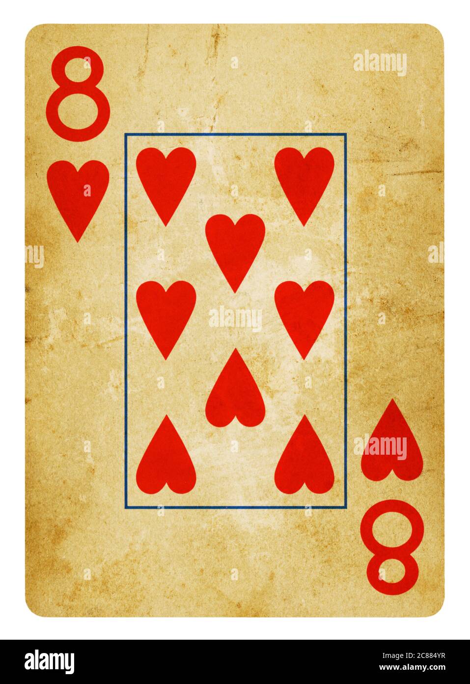 Eight of Hearts Vintage playing card - isolated on white (clipping path ...