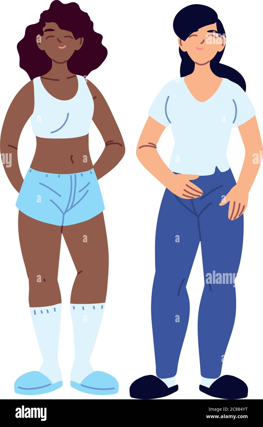 black and latin women cartoons design, Cultural and friendship ...