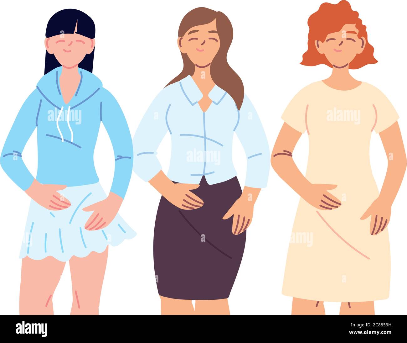 three women cartoons design, Cultural and friendship diversity theme ...