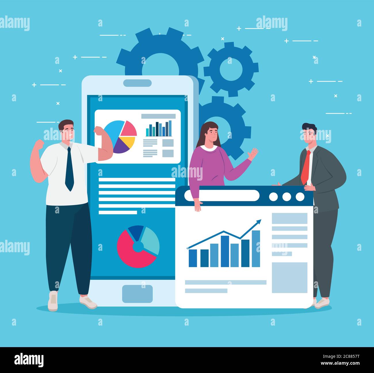 business start up concept, banner, business object startup process ...