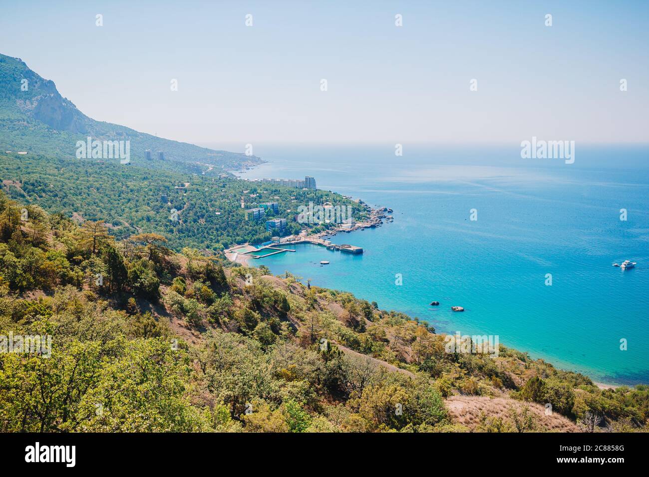 Beautiful nature with with azure bay, sea and blue sly Stock Photo - Alamy