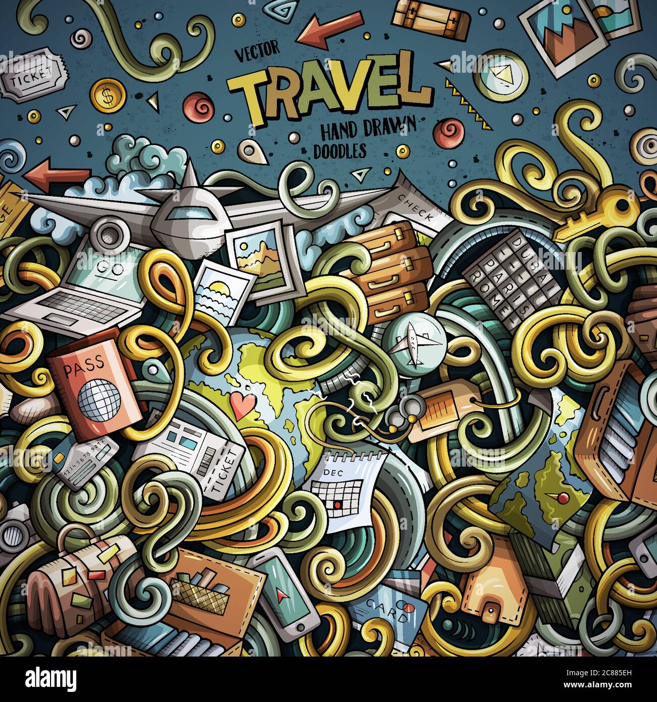Cartoon cute doodles Travel frame design Stock Vector Image & Art - Alamy