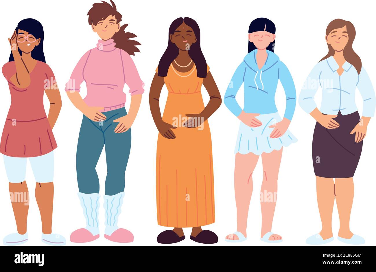 women cartoons design, Cultural and friendship diversity theme Vector ...