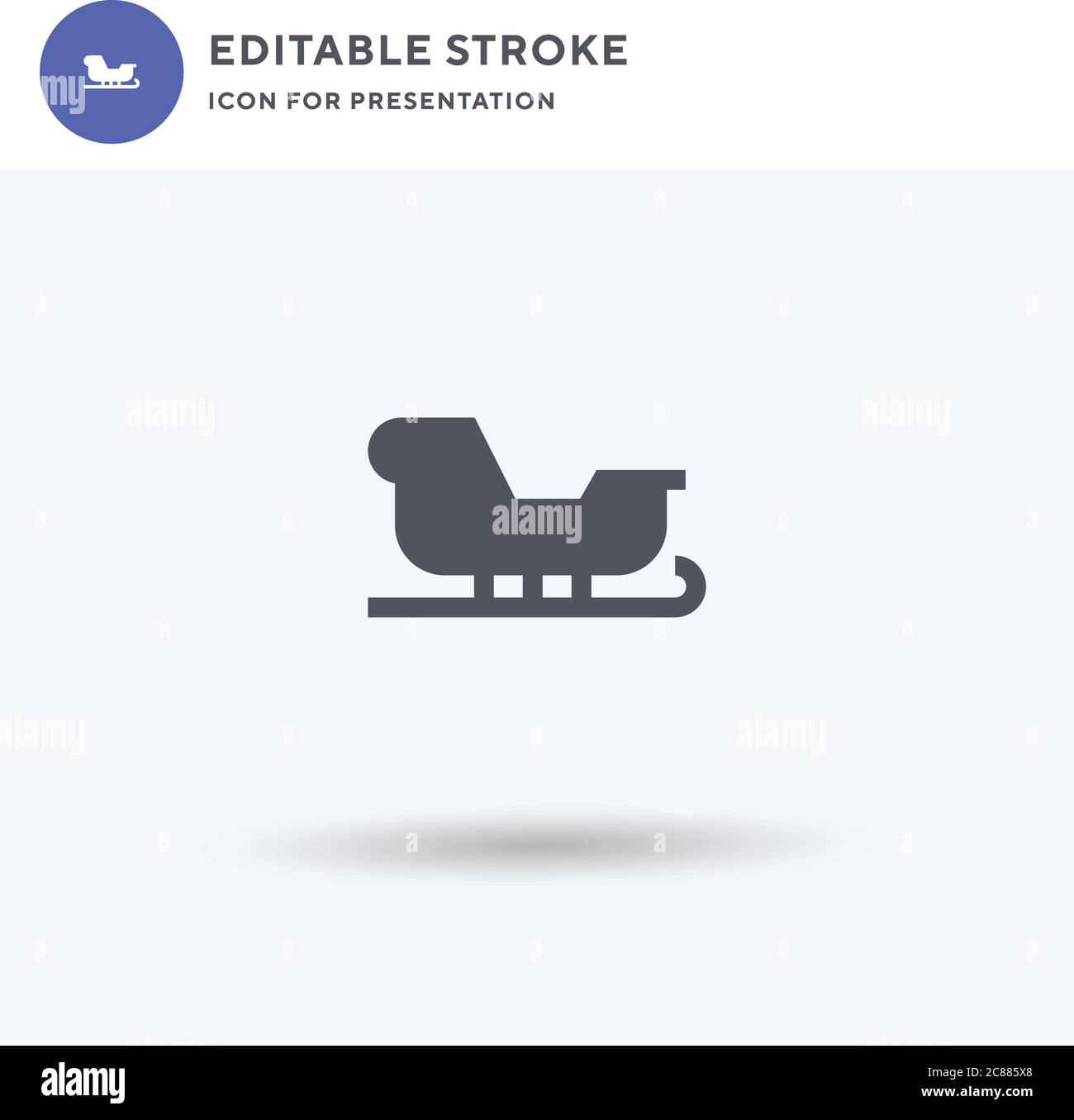 Sled icon vector, filled flat sign, solid pictogram isolated on white ...