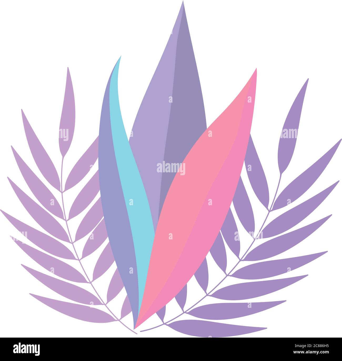 tropical leaves foliage botanical cartoon isolated design icon vector ...