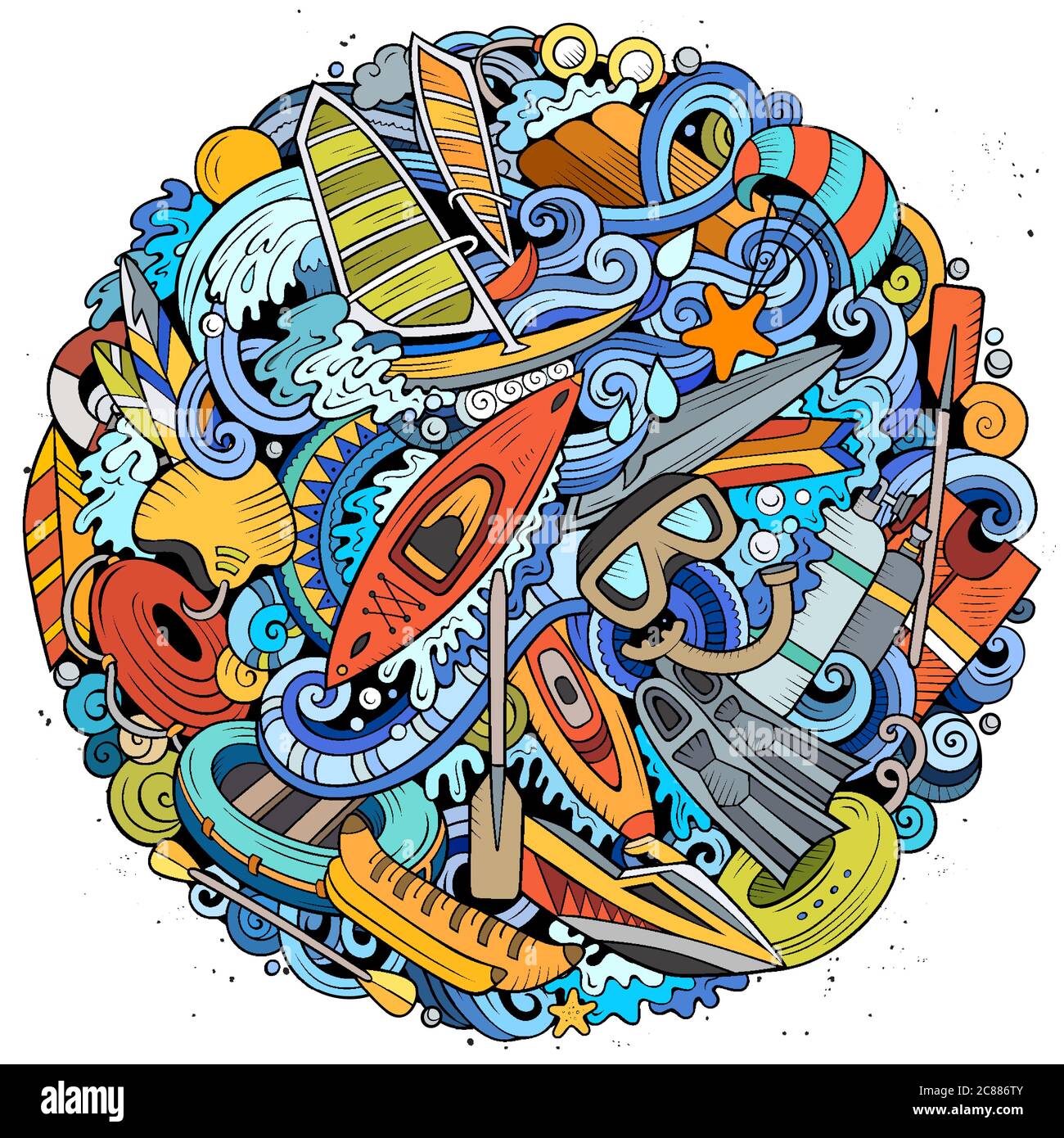 Water Sports hand drawn vector doodles illustration Stock Vector Image ...