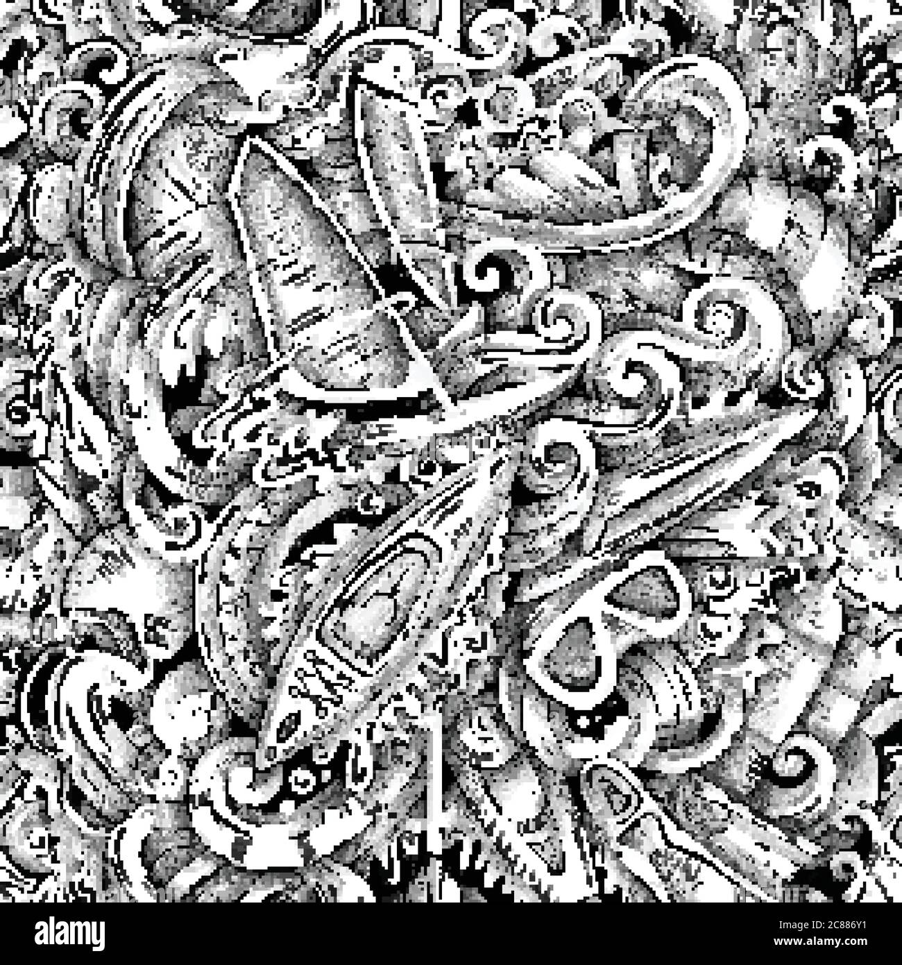 Water extreme sports vector hand drawn doodles seamless pattern Stock ...