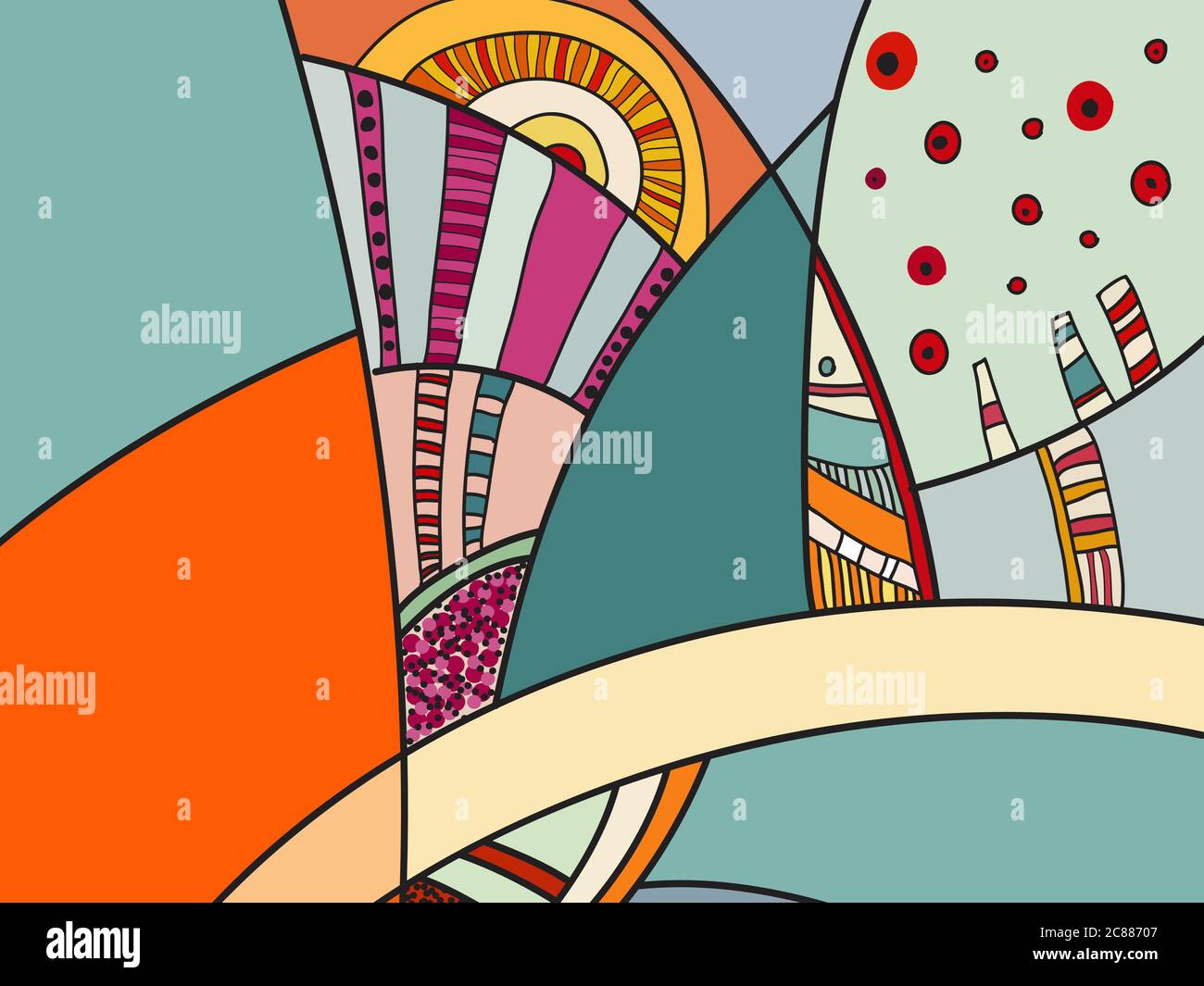 Abstract vector pattern, black and white doodles. Background for poster ...