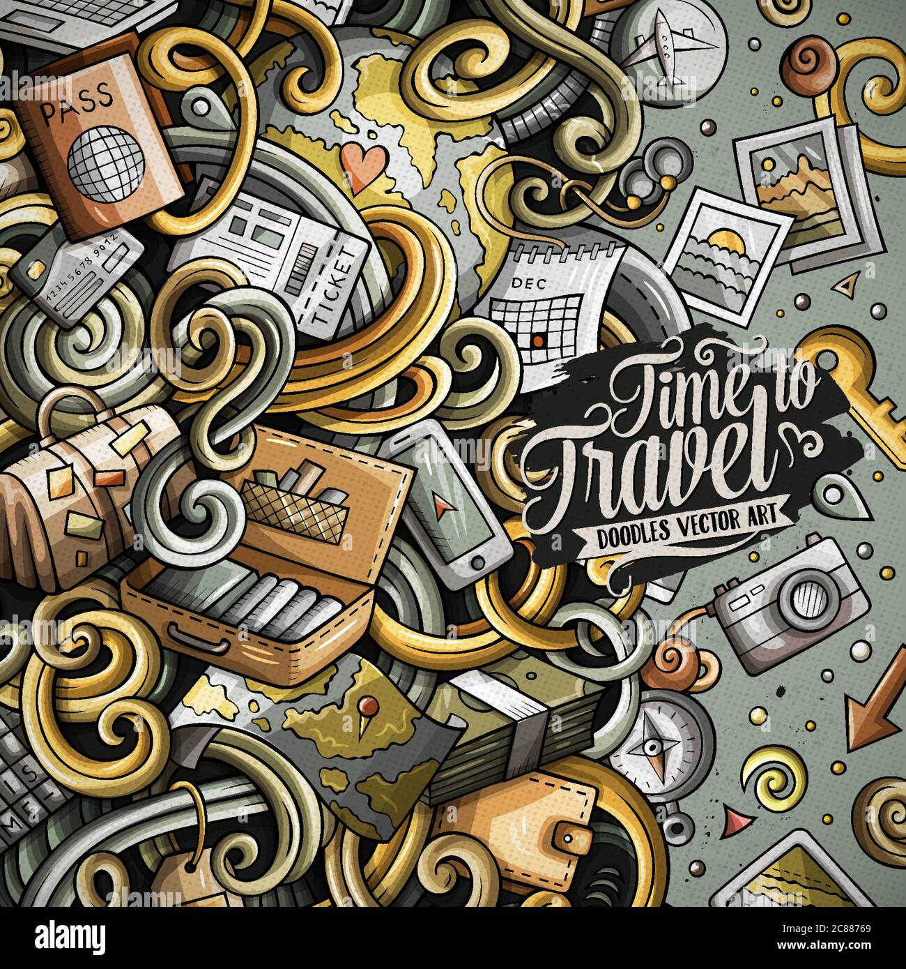 Cartoon cute doodles Travel frame design Stock Vector Image & Art - Alamy