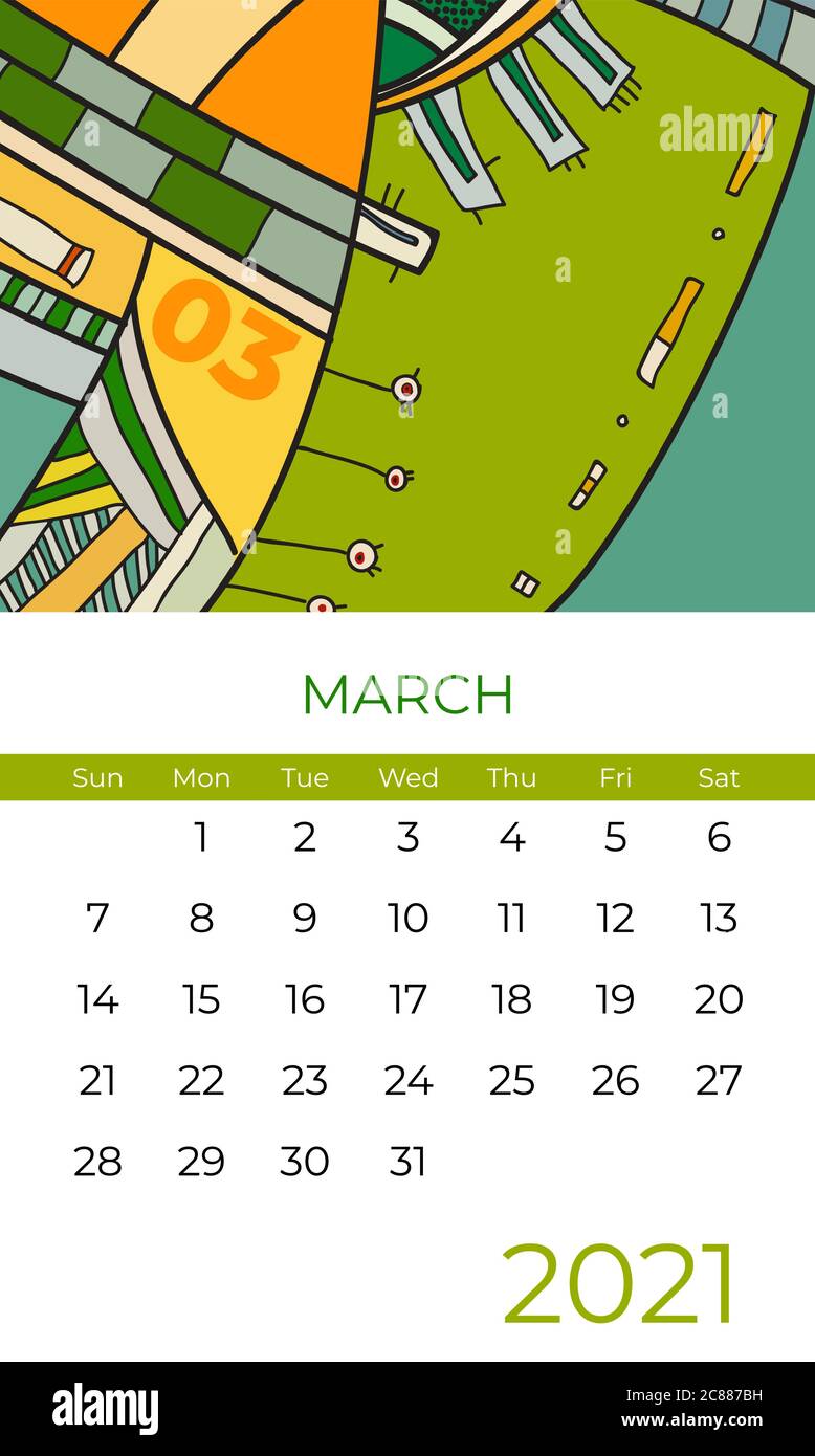 2021 march calendar abstract contemporary art vector. Desk screen ...