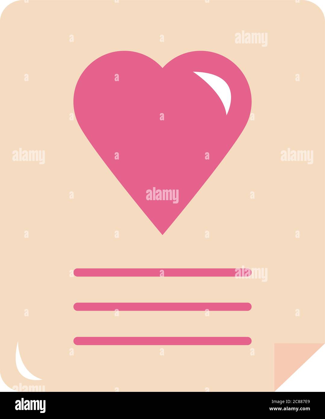 paper with heart icon over white background, flat style, vector ...