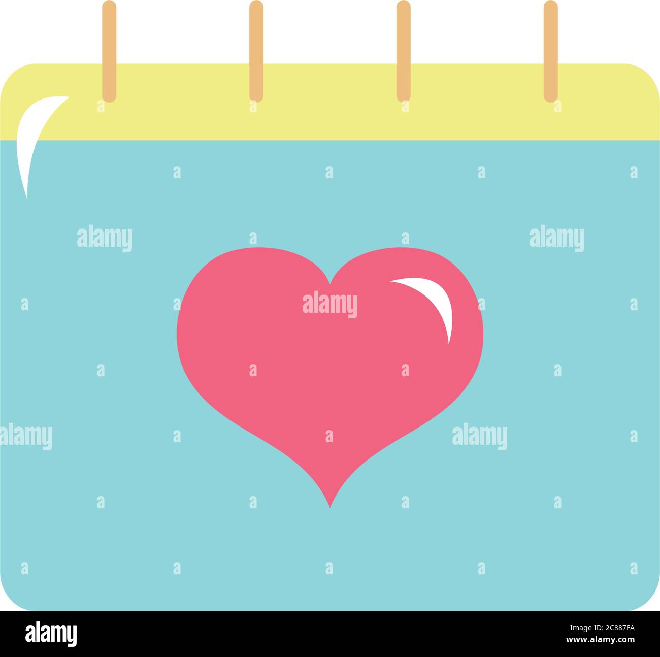 calendar with heart icon over white background, flat style, vector ...