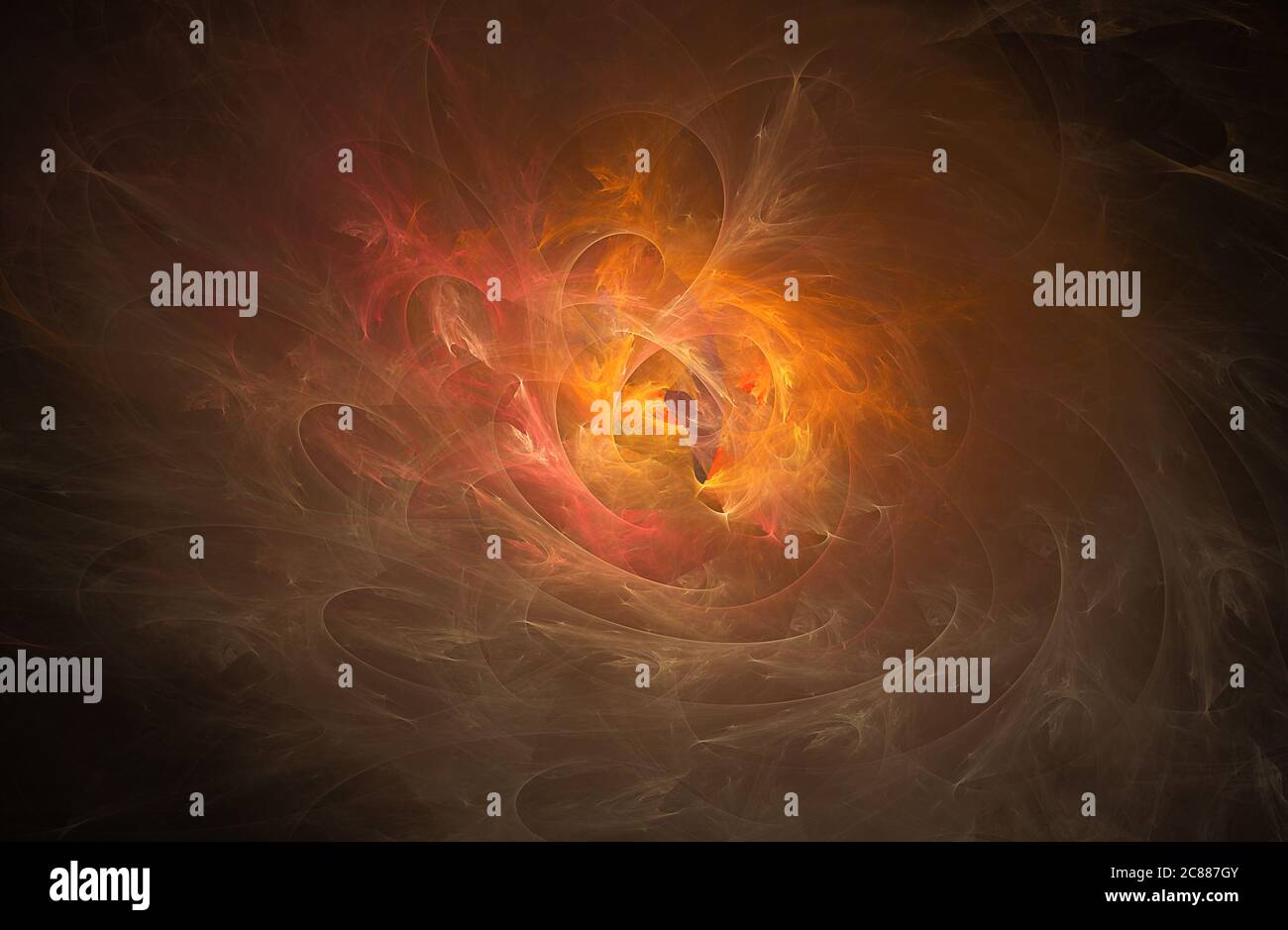 Fractals, abstract fire in motion with sparks and flame patterns Stock ...