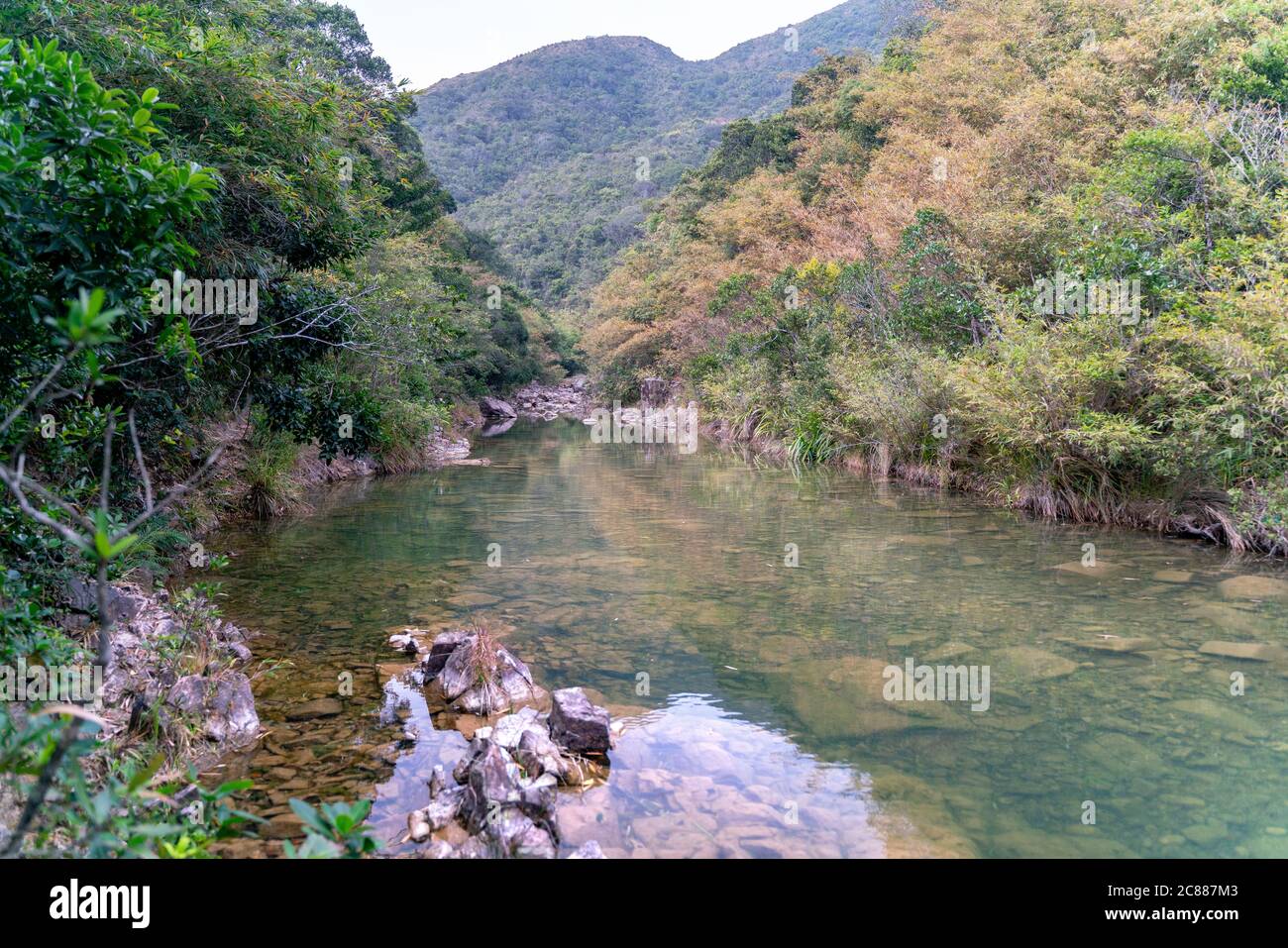 The beautiful sunny hiking road in Sai Kung East Country Park in Hong ...
