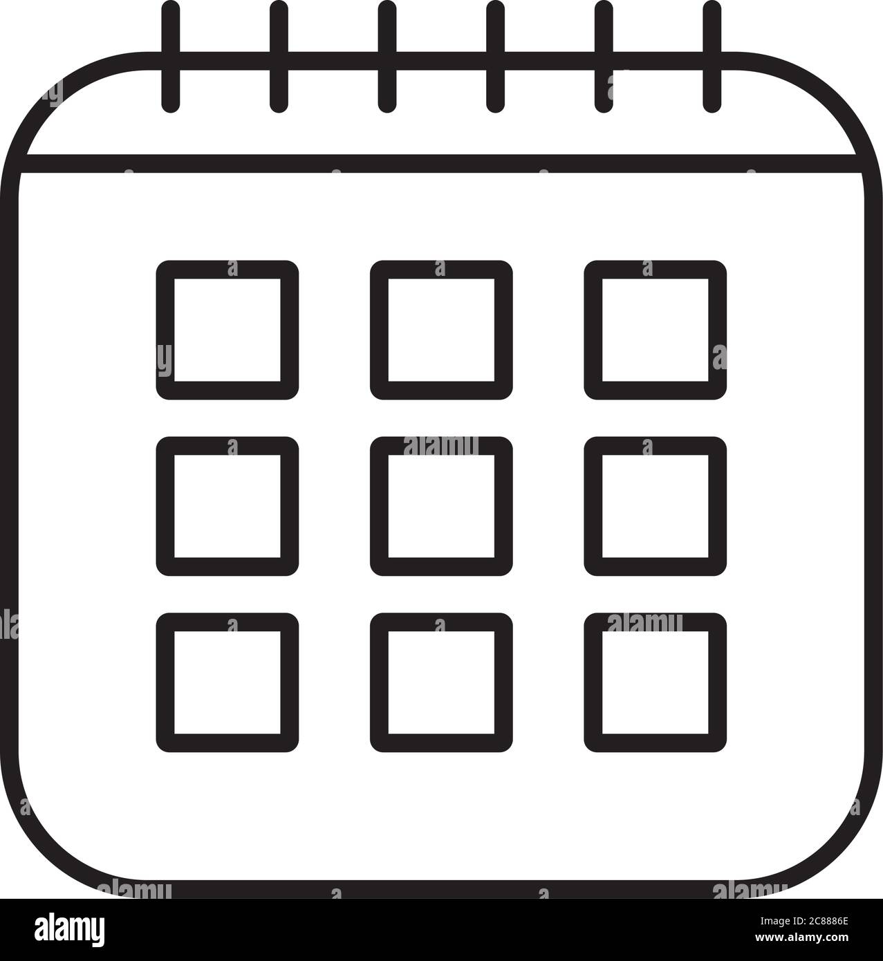 calendar planner icon over white background, line style, vector ...