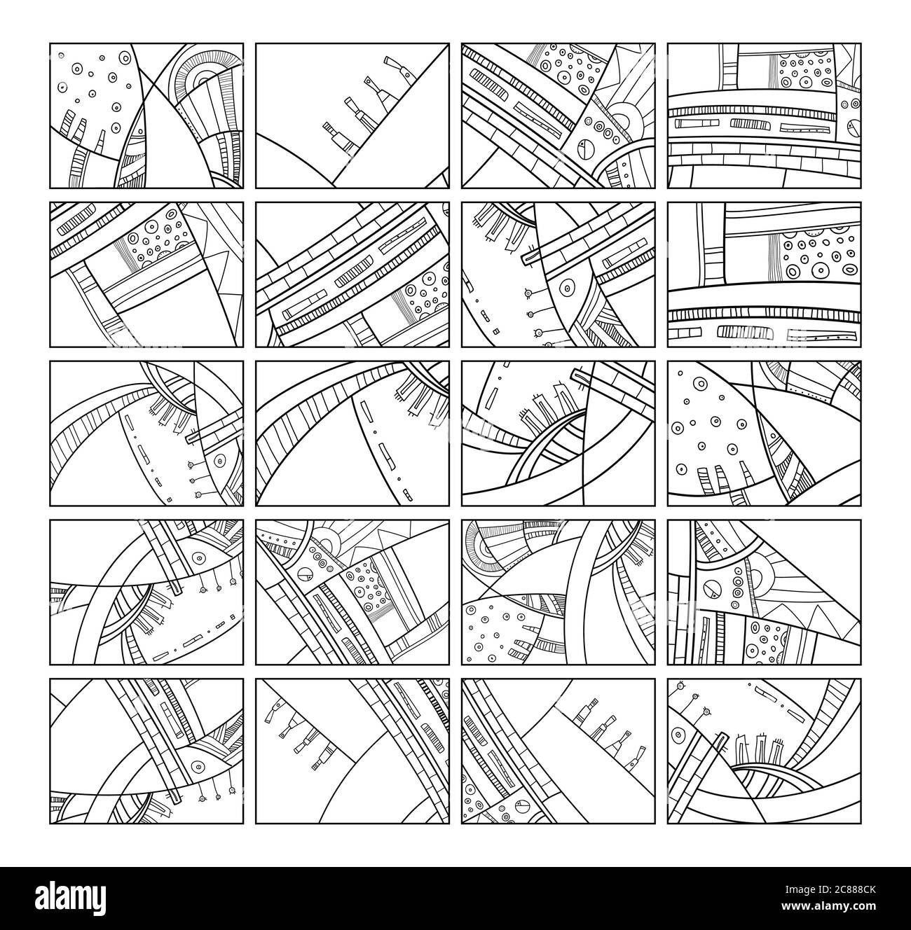 Abstract patterns black and white set with doodles. Vector background ...