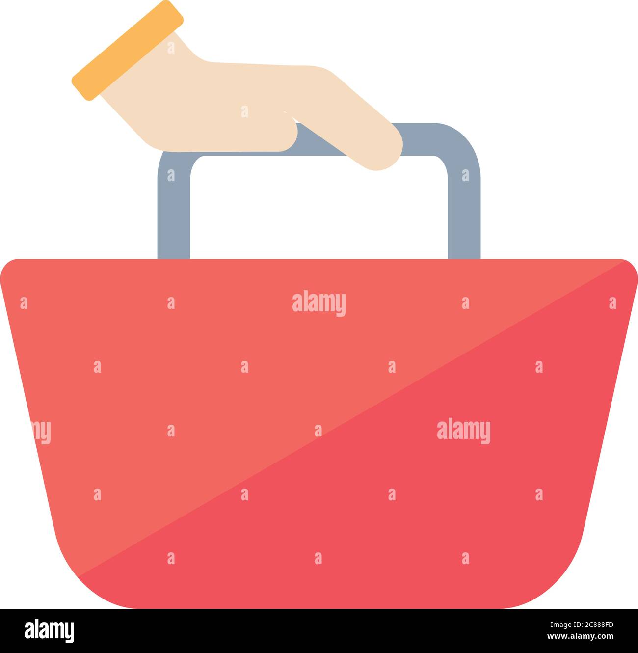 hand holding a shopping basket icon over white background, flat style ...