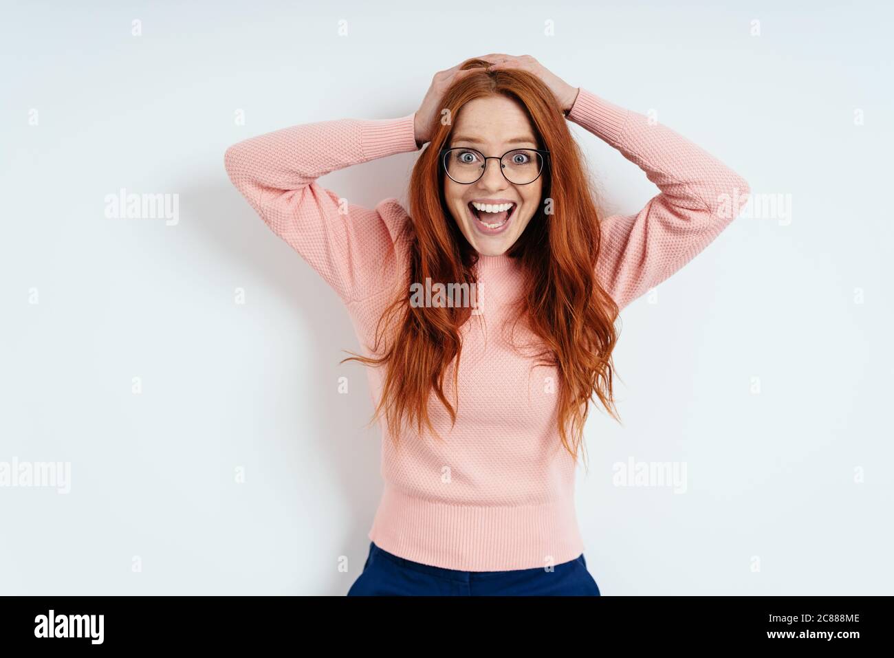 Portrait wide eyed staring woman hi-res stock photography and images ...