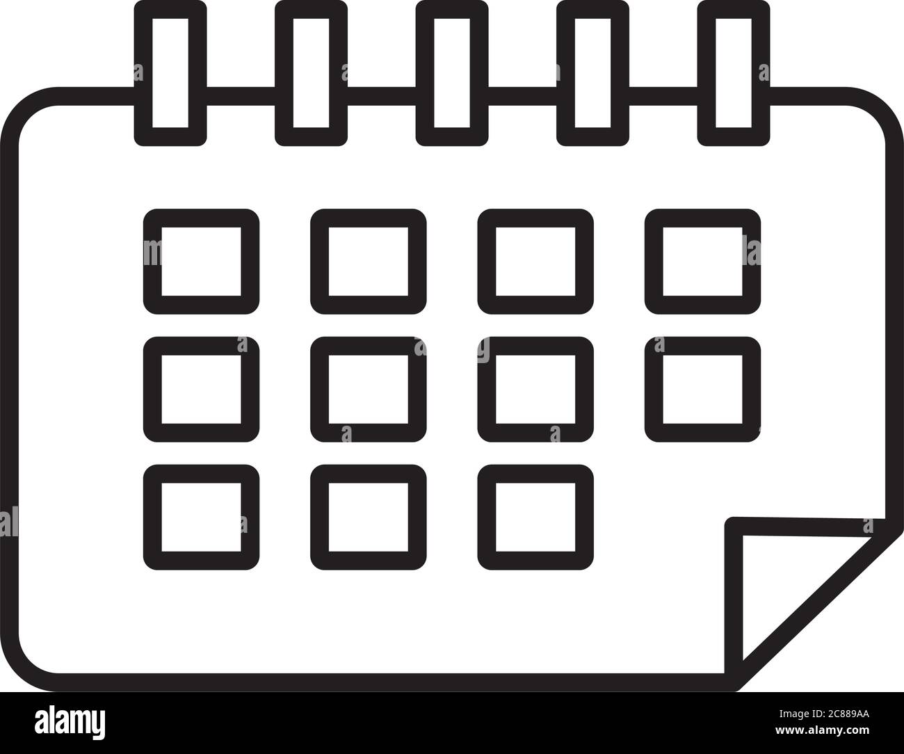 calendar icon over white background, line style, vector illustration ...