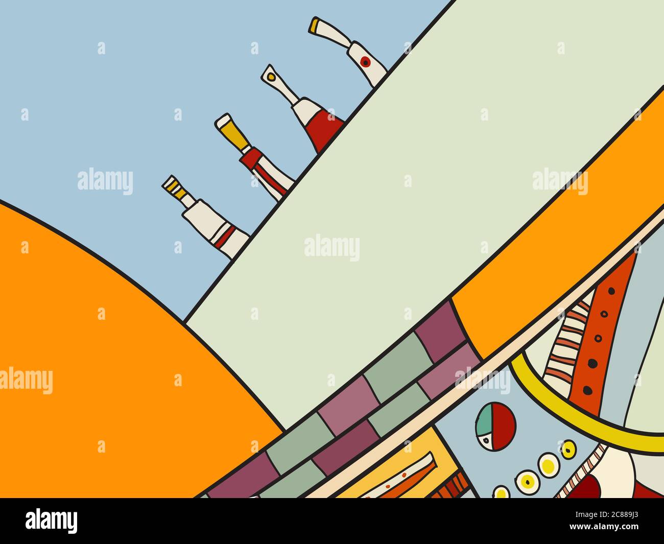 Abstract vector pattern, black and white doodles. Background for poster ...