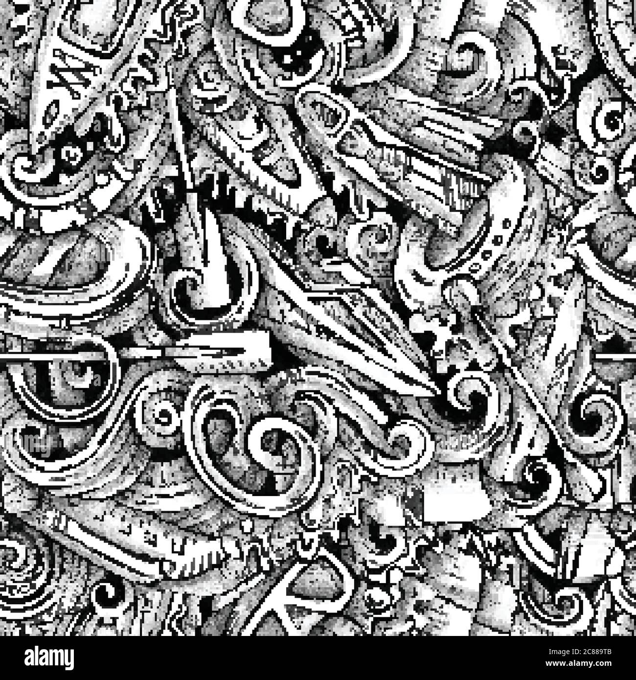 Water extreme sports vector hand drawn doodles seamless pattern Stock ...