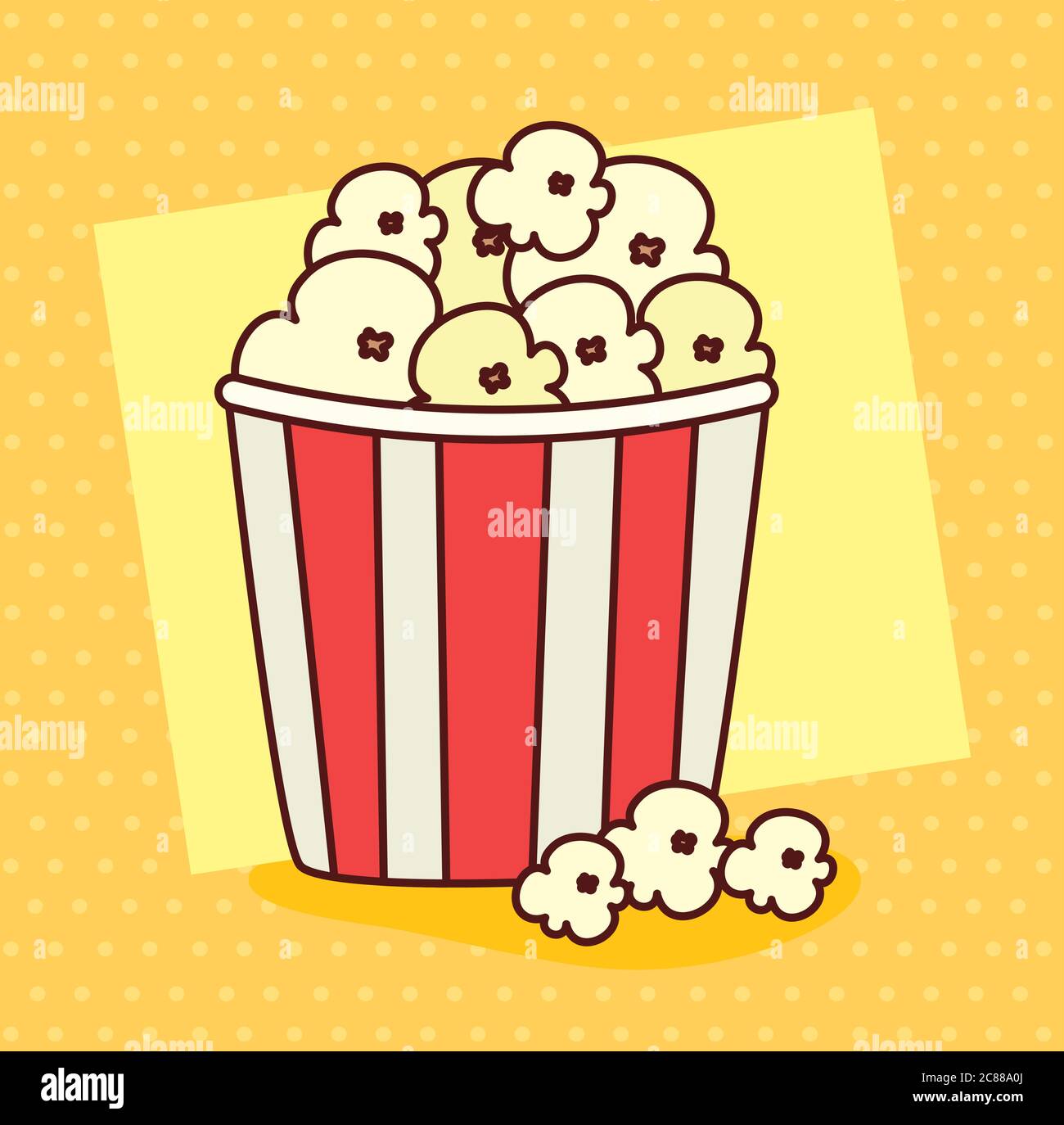 popcorn in red and white stripes package, fast food concept Stock ...