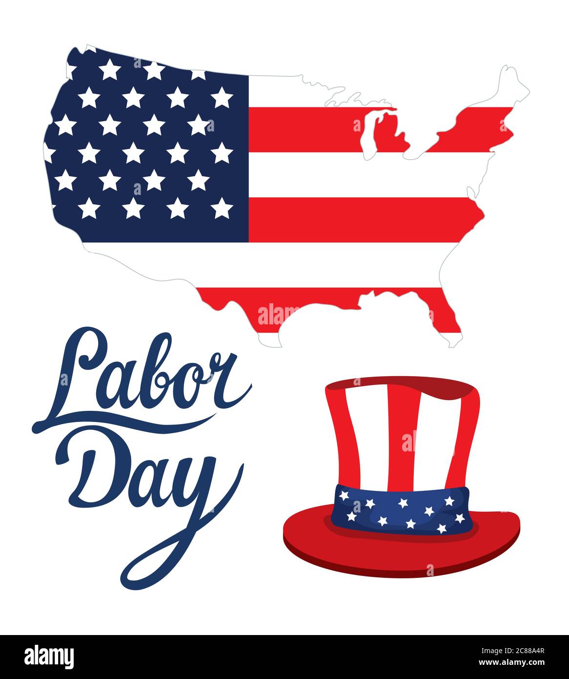 happy labor day holiday banner map with united states national flag and ...