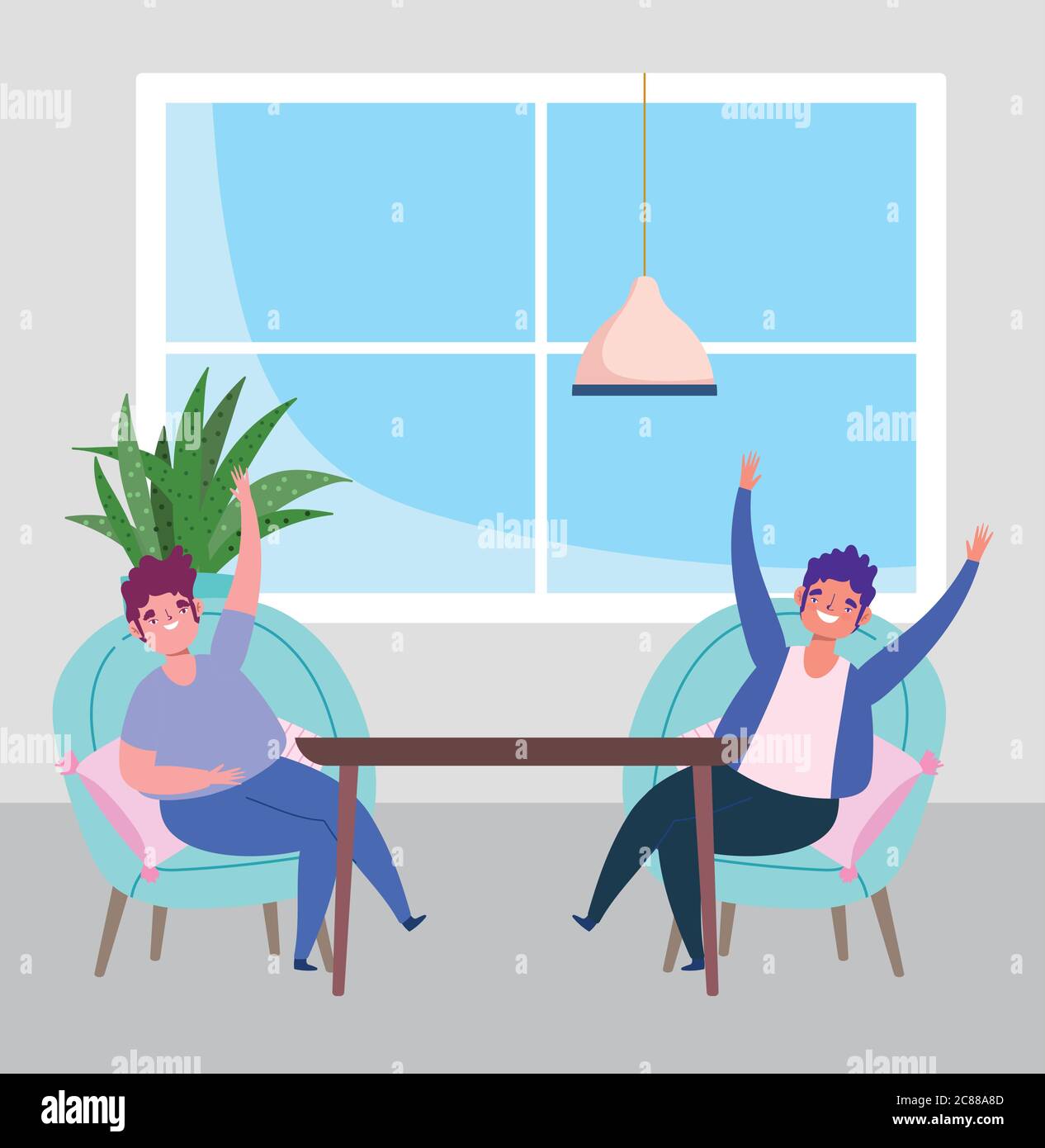 Cafe physical distancing Stock Vector Images - Alamy