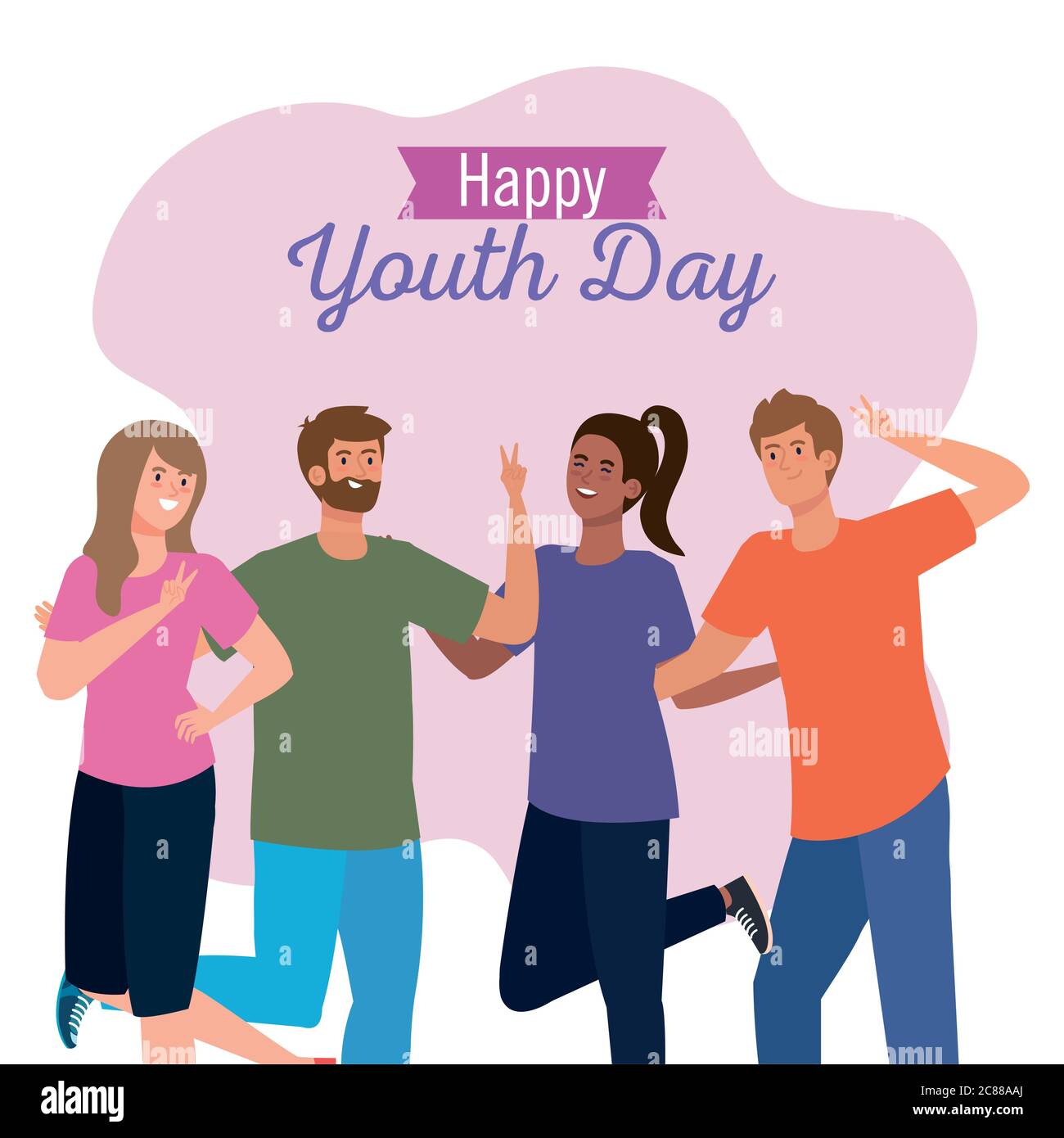 happy youth day, teen people group, together for celebration youth day ...