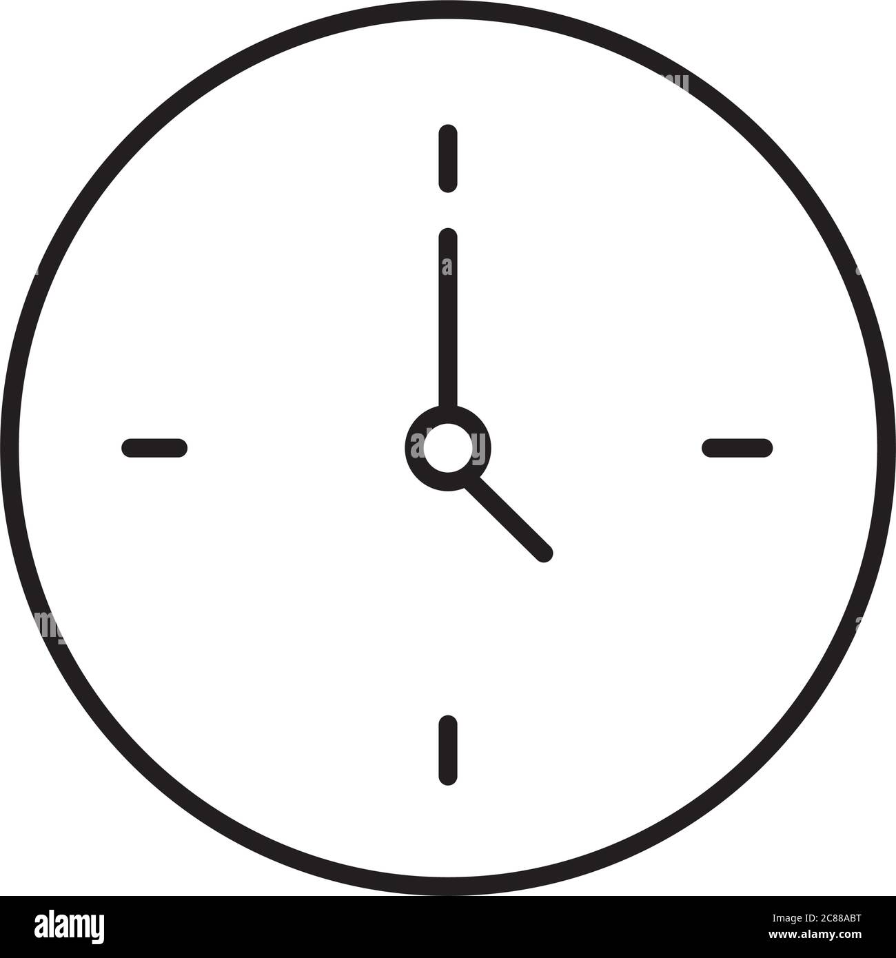 analog clock icon over white background, line style, vector ...