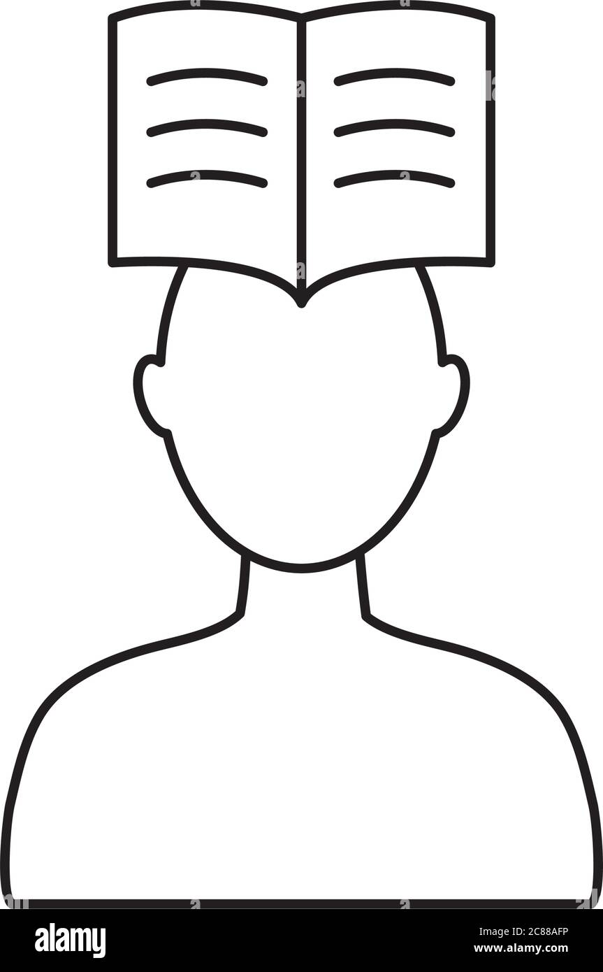 avatar man with book icon over white background, line style, vector ...