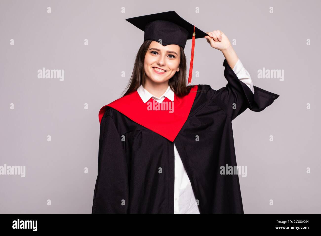 Full isolated studio picture from a young graduation woman Stock Photo ...