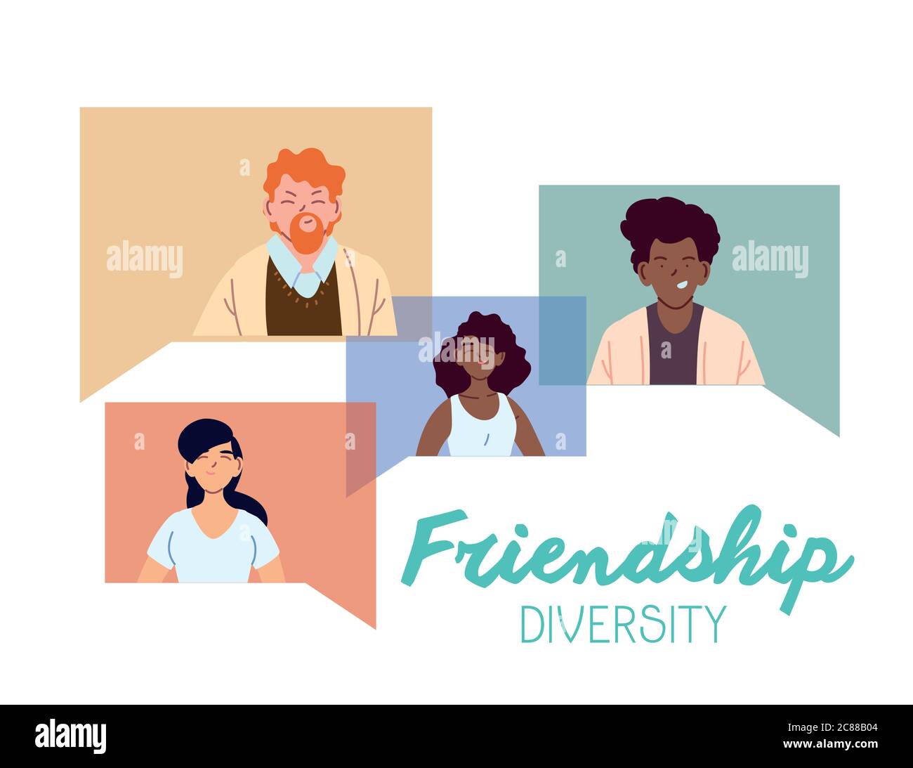 Women and men cartoons in bubbles design, Cultural and friendship ...