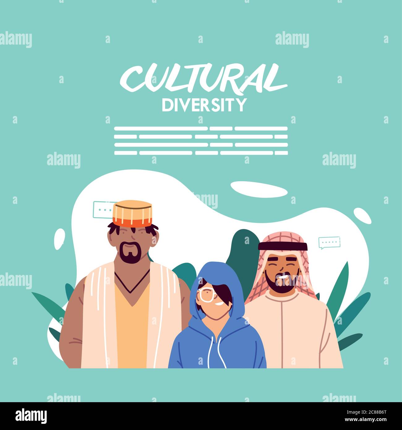 Men cartoons with leaves design, Cultural and friendship diversity ...