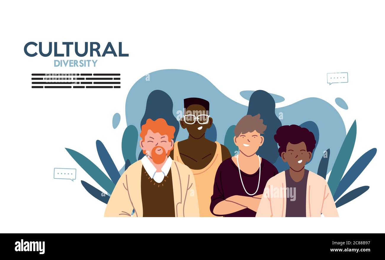 Men cartoons with leaves design, Cultural and friendship diversity ...