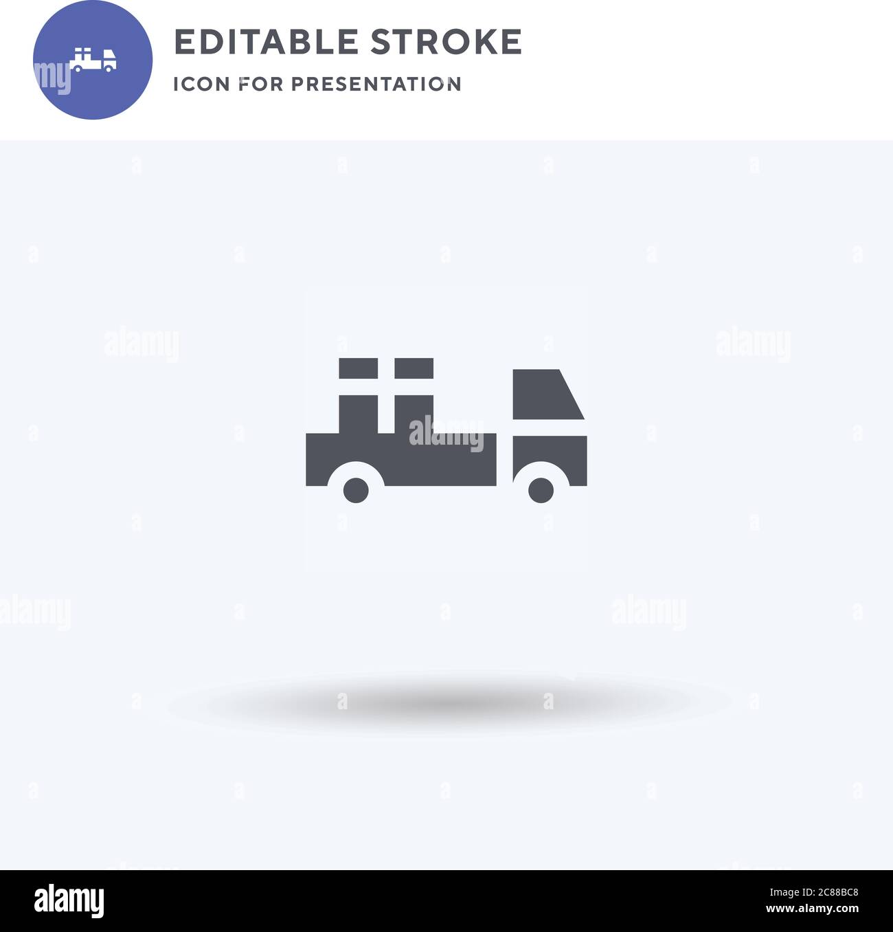 Truck icon vector, filled flat sign, solid pictogram isolated on white ...