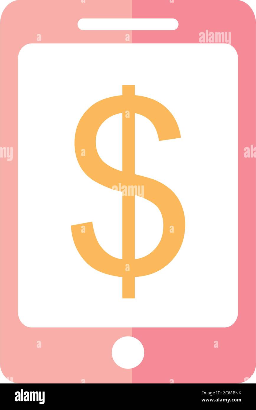 smartphone with money symbol icon over white background, flat style ...