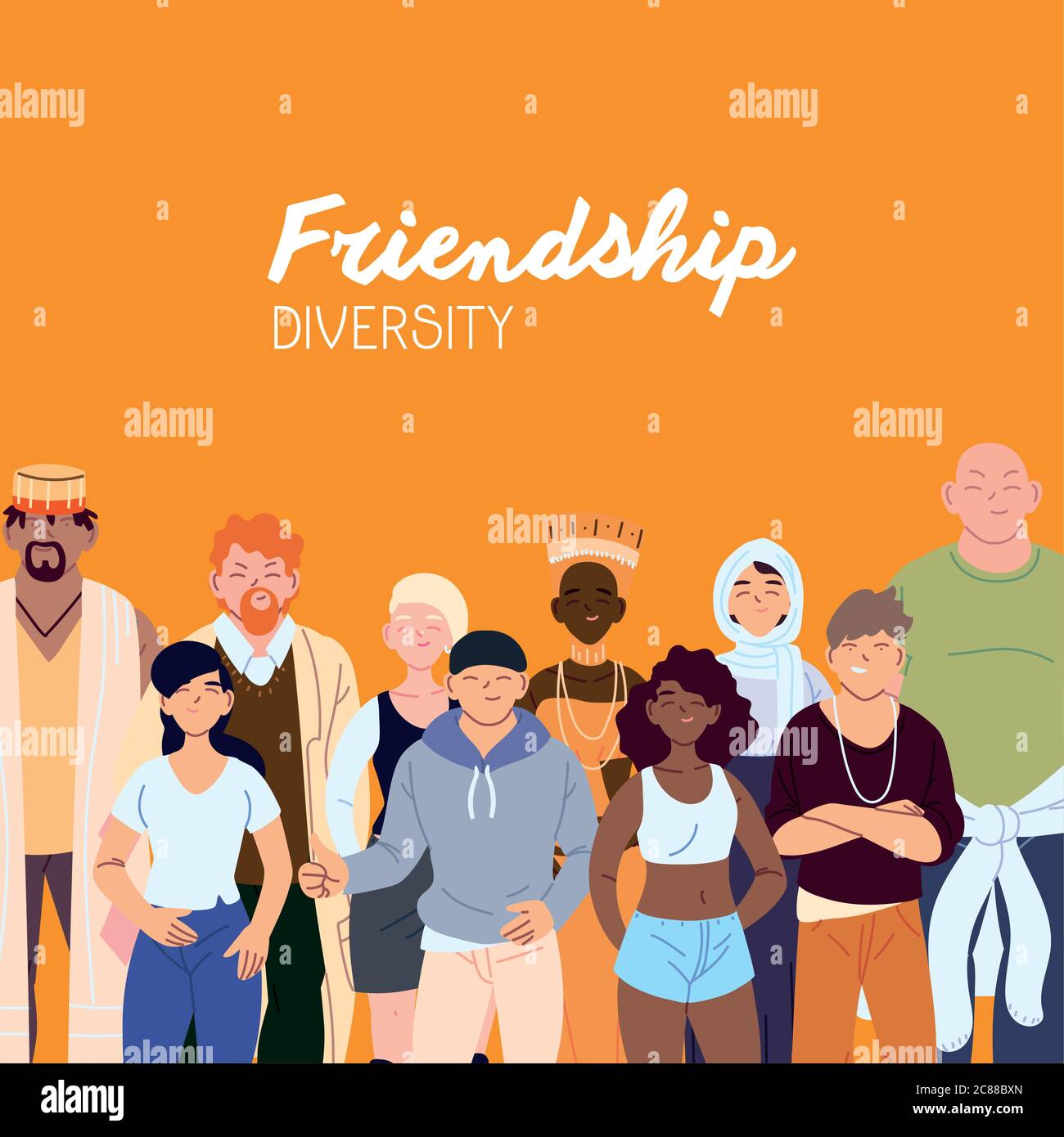 Women and men cartoons design, Cultural and friendship diversity theme ...