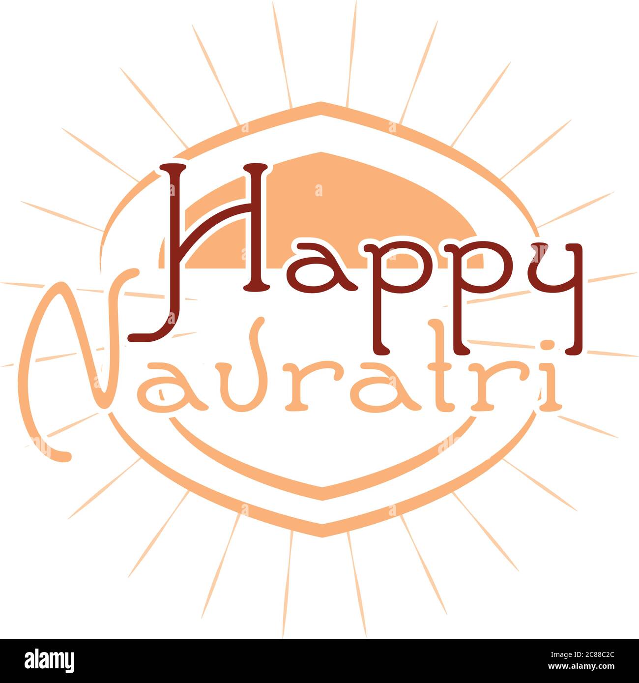 happy navratri indian, calligraphy celebration banner flat style icon ...