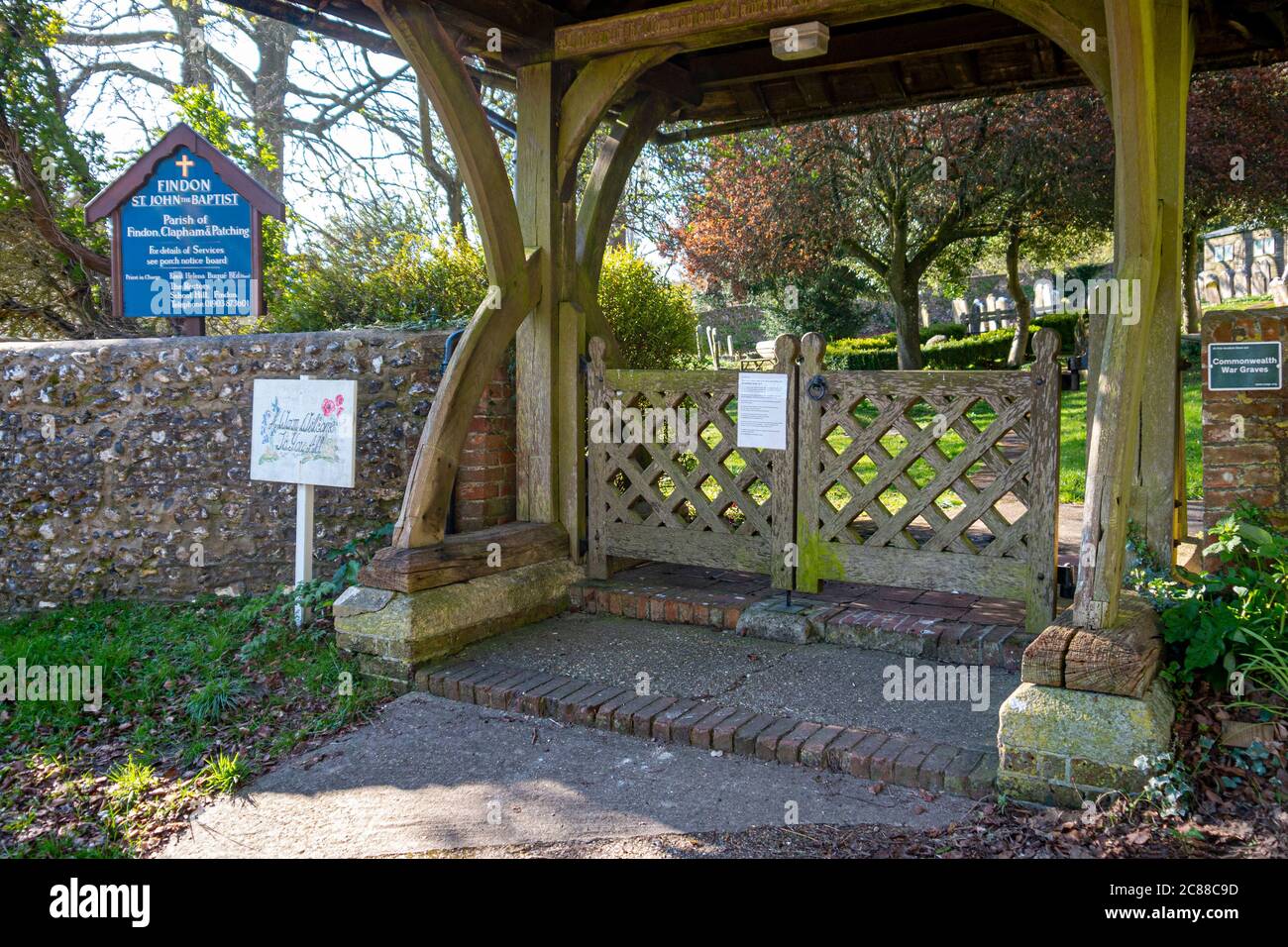 The Lych Gate of St John the Baptist Church, Findon, in the South Downs ...